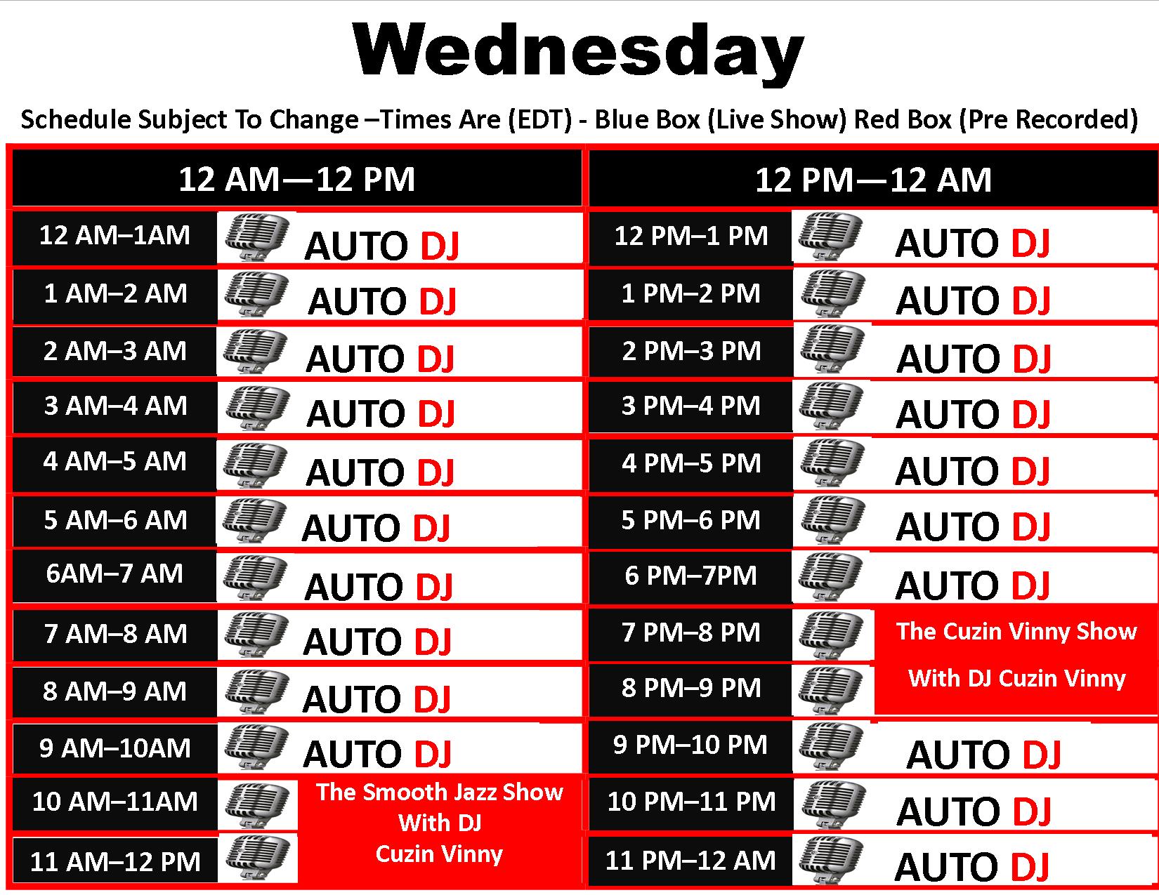 WEDNESDAY SCHEDULE – The Smooth Jazz Show